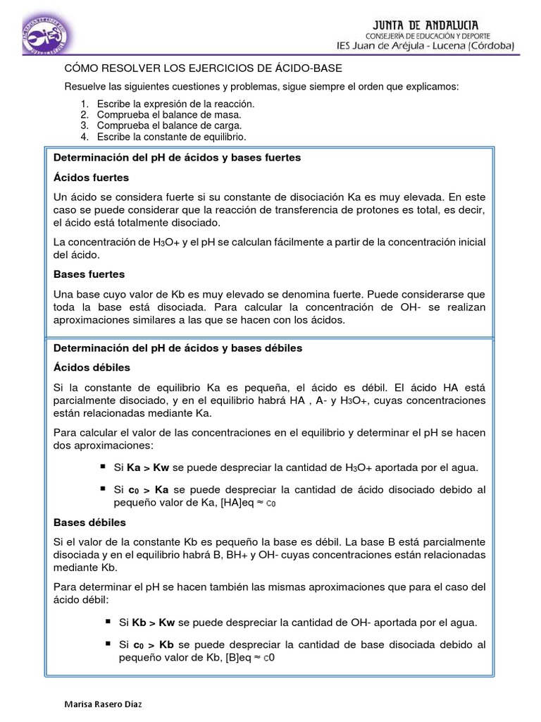 Ejercicios Relación 3 Ra 4 Ácidobase | PDF | Ciencia y matemáticas | Tecnología