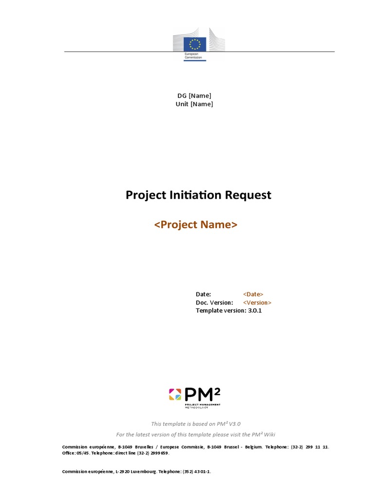 (PM2-01 I TPL v3 0 1) Project - Initiation - Request (ProjectName) (Dd-Mm-Yyyy) (VX X) | PDF ...