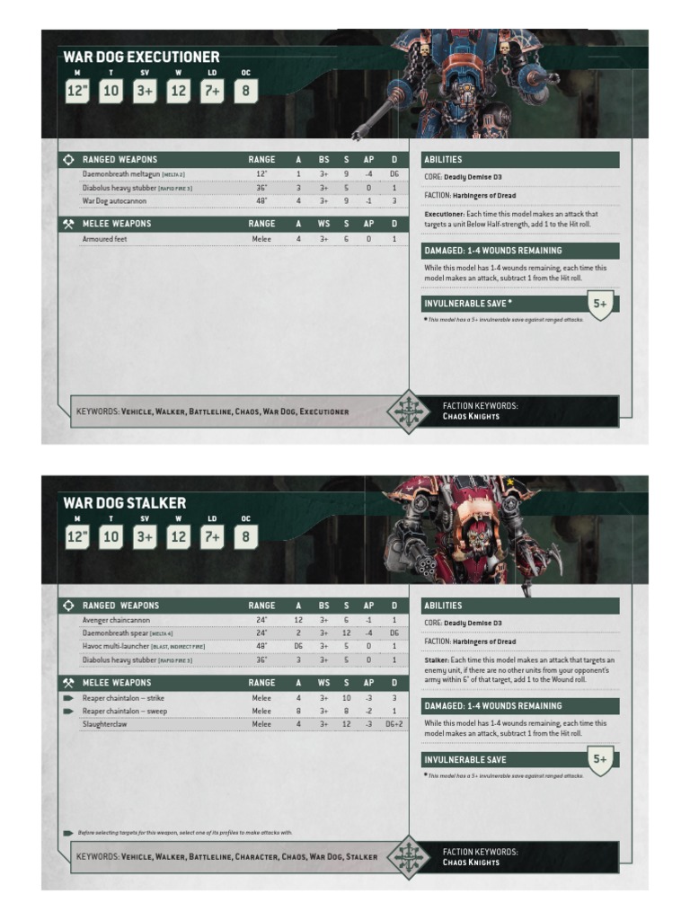 Chaos Knights - Datasheets | PDF | Military Science | Hazards