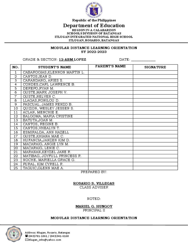 Attendance Nat Orientation | PDF | Philippines