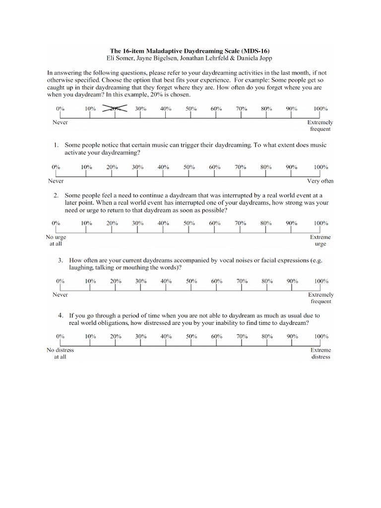 Maladaptive Daydreaming Scale | PDF