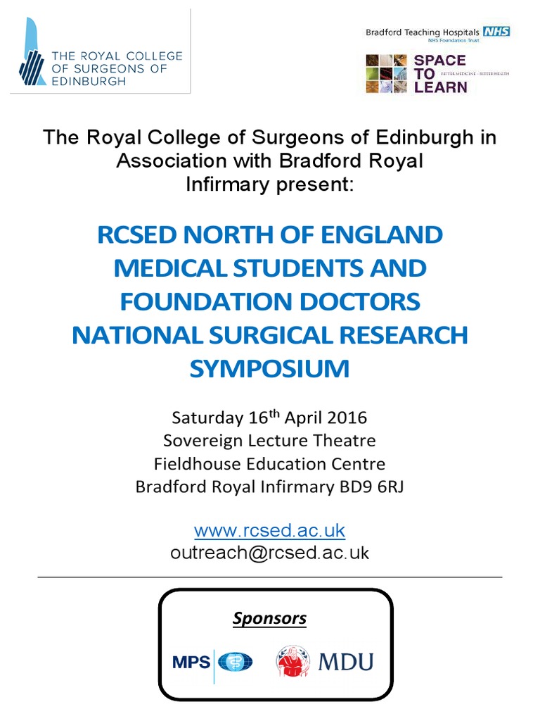 RCSEd North of England Medical Students and Foundation Doctors Surgical Research Symposium ...