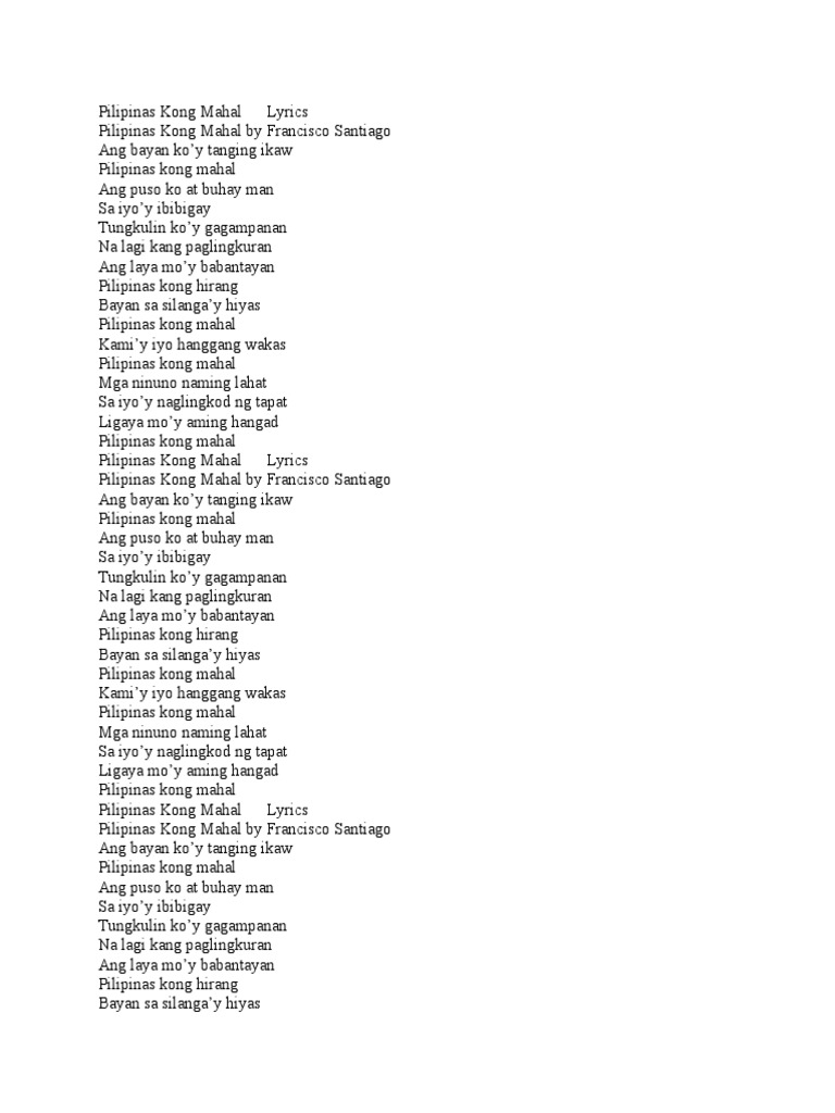 Pilipinas Kong Mahal Lyrics | PDF