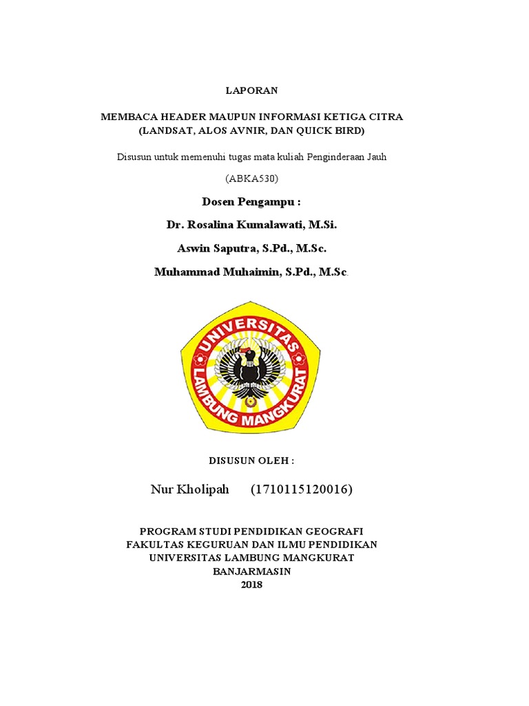 LAPORAN MEMBACA HEADER MAUPUN INFORMASI KETIGA CITRA | PDF