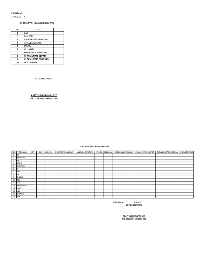 Checklist Pencairan Dana | PDF