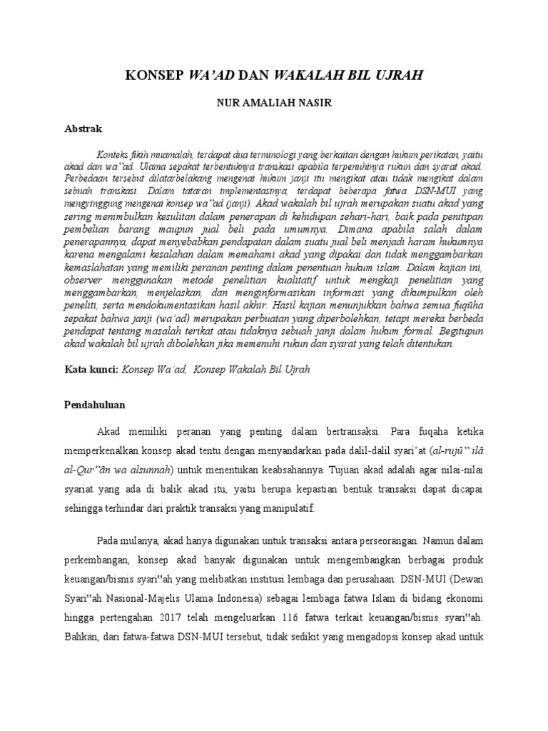 Konsep Wakalah Bil Ujrah dan Wa’ad | PDF
