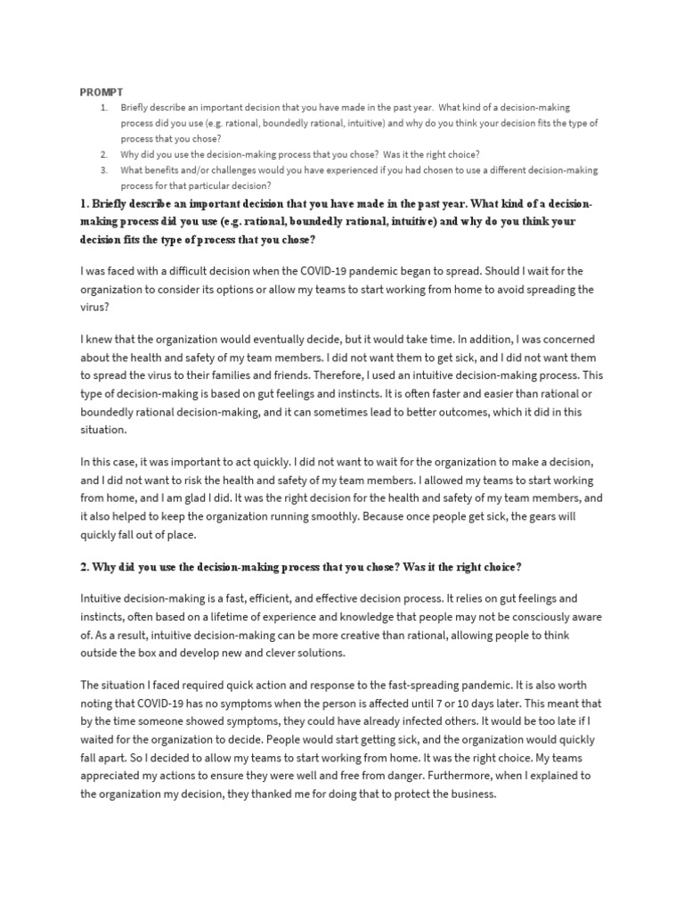 Managing Organization Coursera Module 7 Assignment Pdf Decision