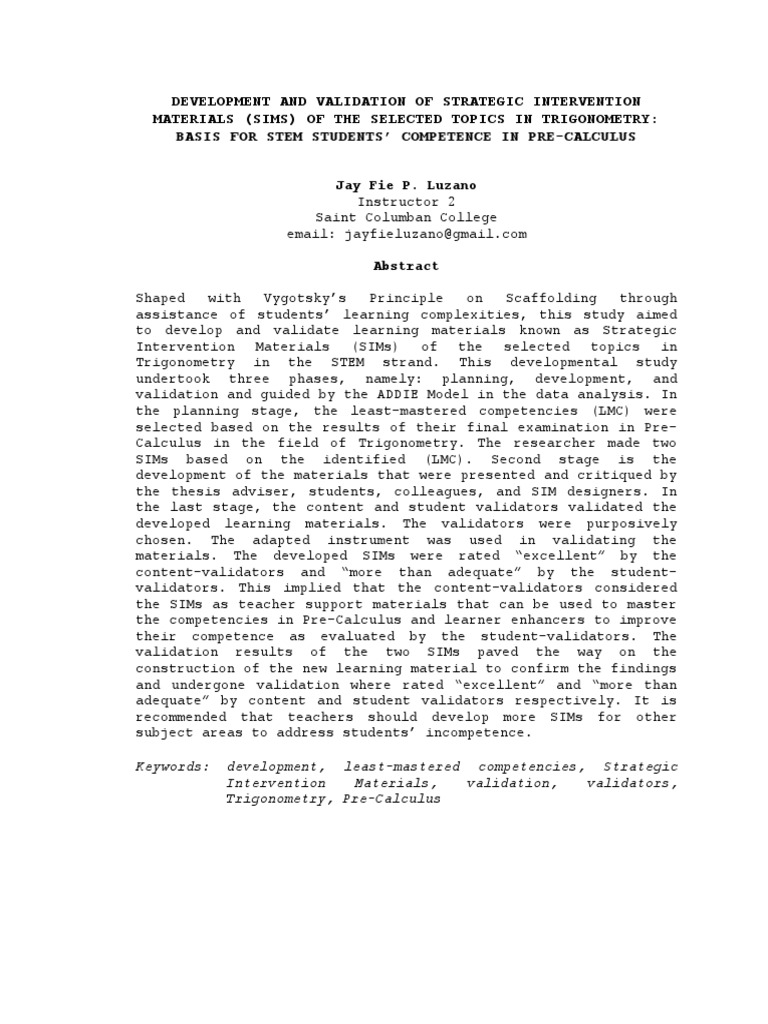 Sample Article Format | PDF | Learning | Instructional Design