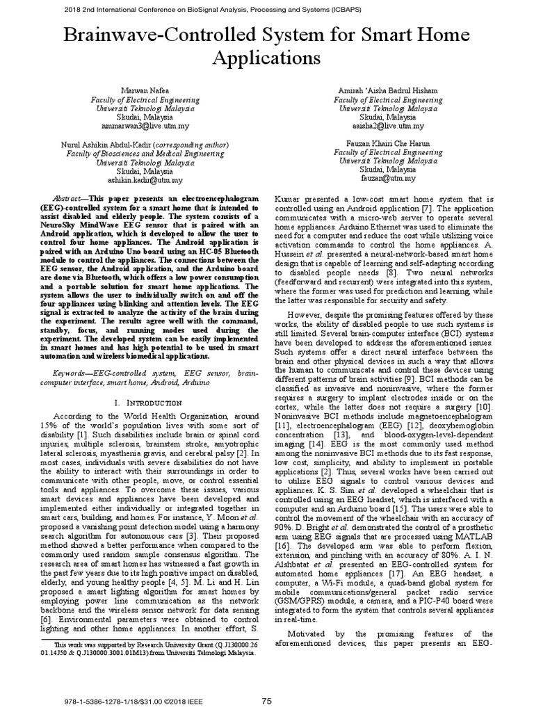 EEG-Based Smart Home Control System | PDF | Electroencephalography ...