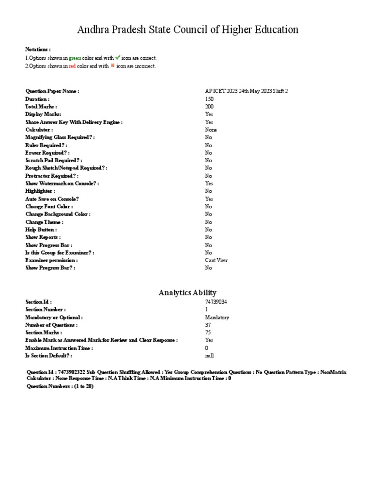 Apicet2023 Session 2 Qp Key Pdf 