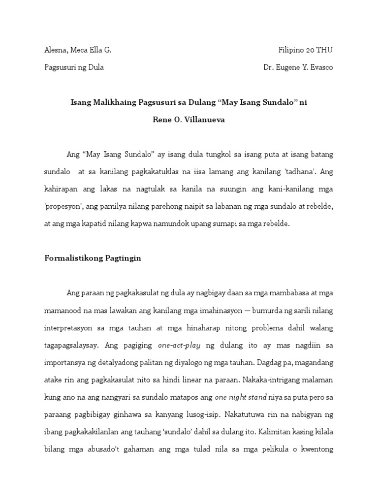 Alesna, MEG - Pagsusuri NG Dula | PDF