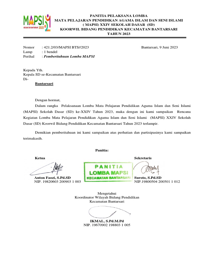 pemberitahuan MAPSI 2024 | PDF