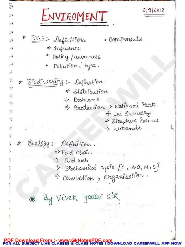 Environment Handwritten Notes | PDF