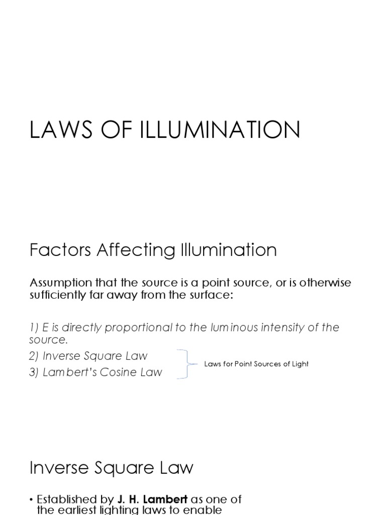 3 Laws of Illumination | PDF | Lighting | Electromagnetic Radiation