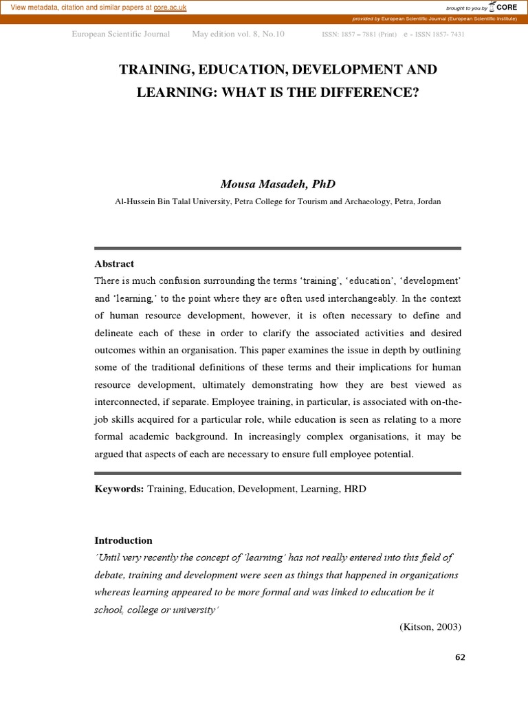 HRM 370-Materials For Review-06-TRAINING, EDUCATION, DEVELOPMENT | PDF | Human Resources | Knowledge