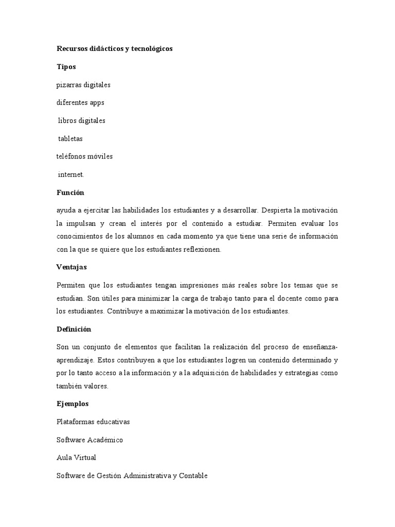 Recursos Didácticos y Tecnológicos | PDF | Enseñando | Software de la ...