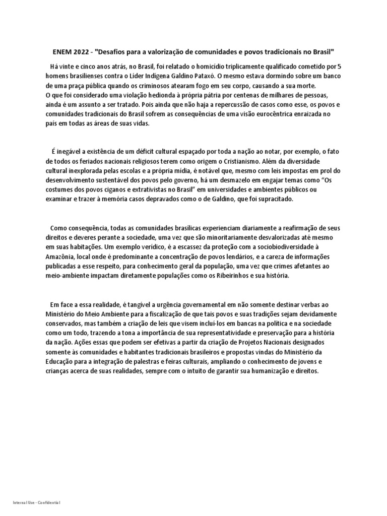 ENEM 2022 - Desafios para a valorização de comunidades e povos ... ENEM 2022 - Desafios para a valorização de comunidades e povos ...