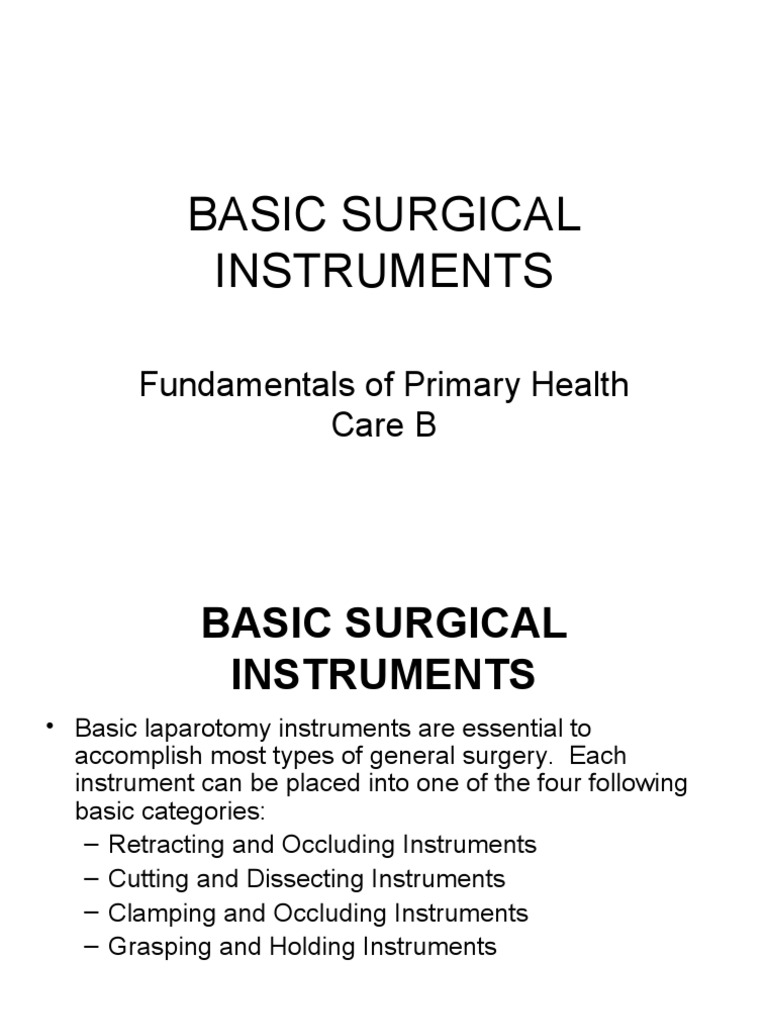 Basic Surgical Instruments | PDF | Surgery | Medical Specialties