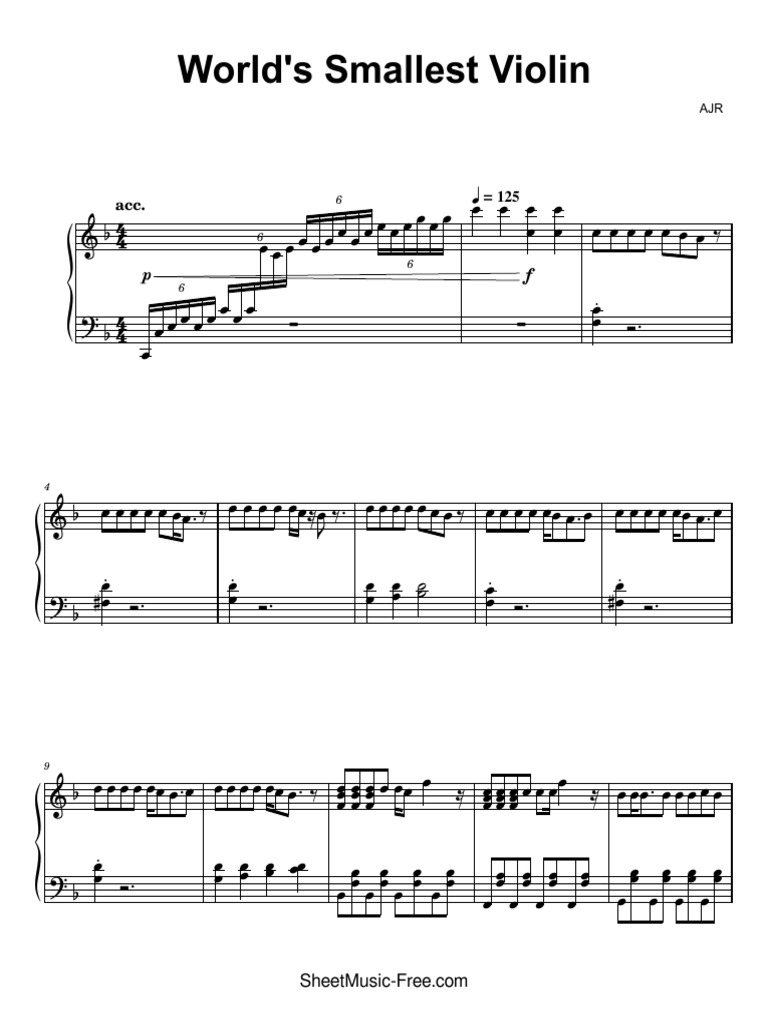 World - S Smallest Violin Sheet Music AJR | PDF