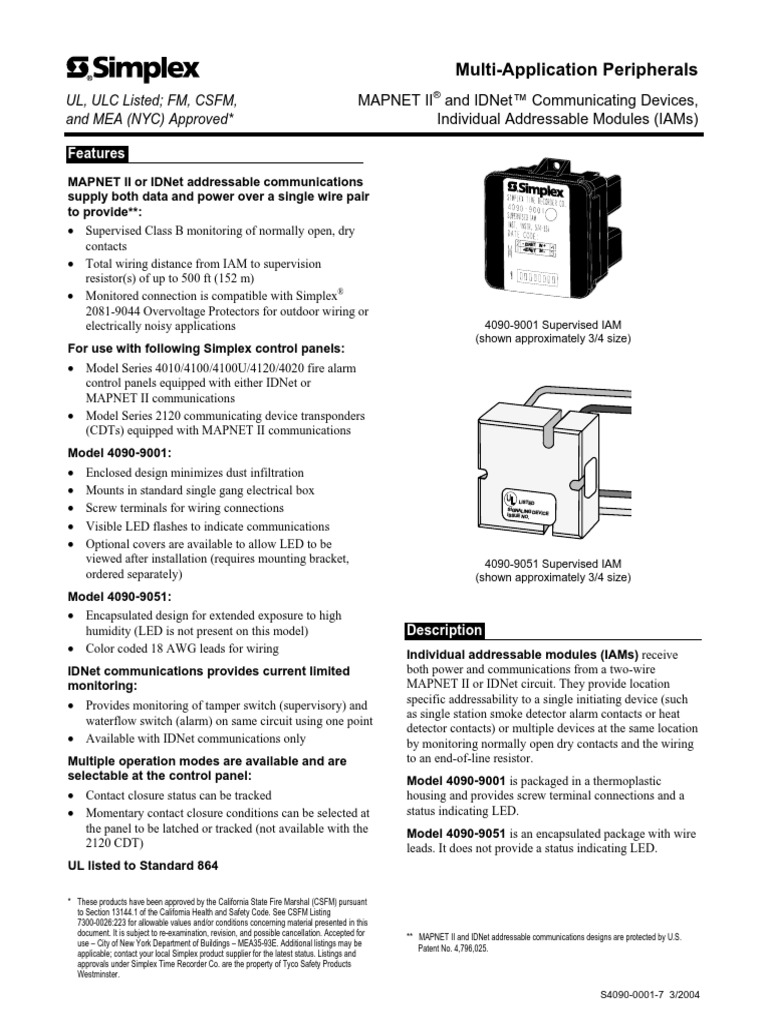 Espec Tecnicas Simplex Modulo de Monitoreo Iam (4090-9001) | PDF