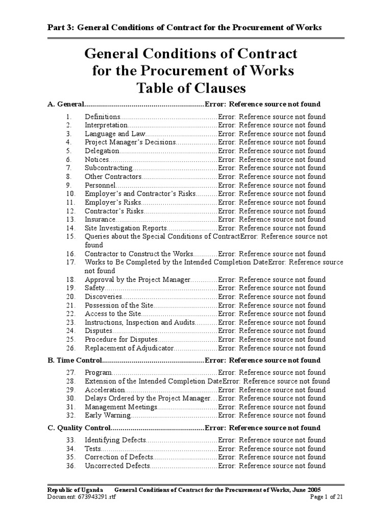 Uganda General Conditions Contract | PDF | Employment | Insurance