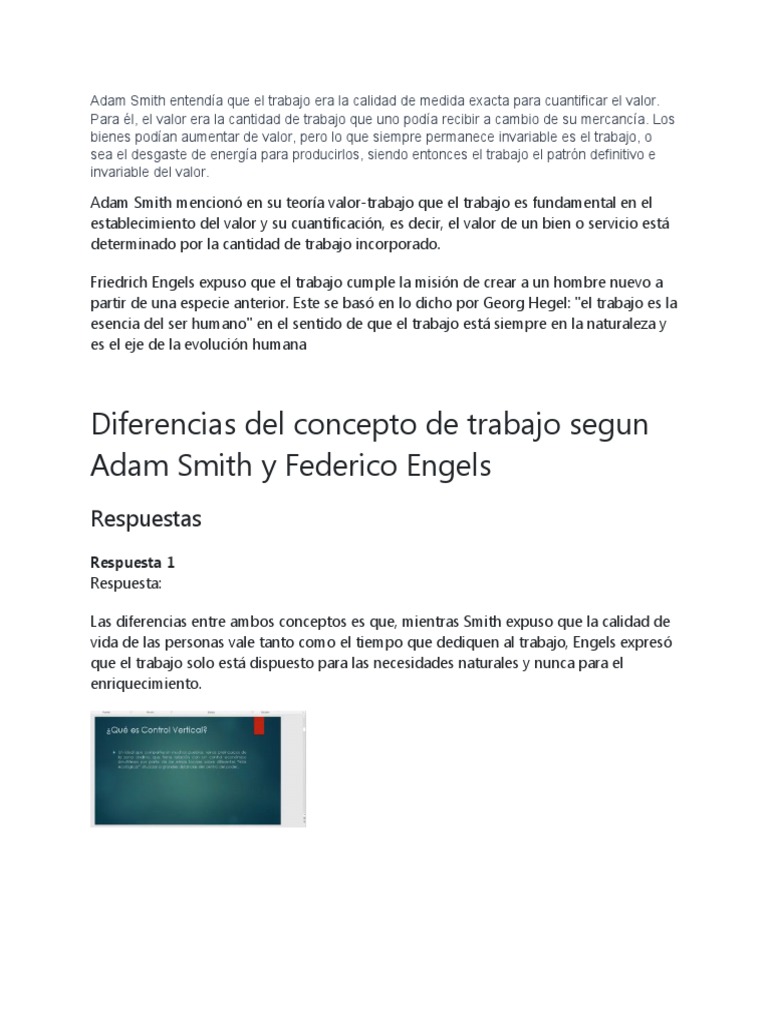 Adam Smith Entendía Que El Trabajo Era La Calidad de Medida Exacta para ...