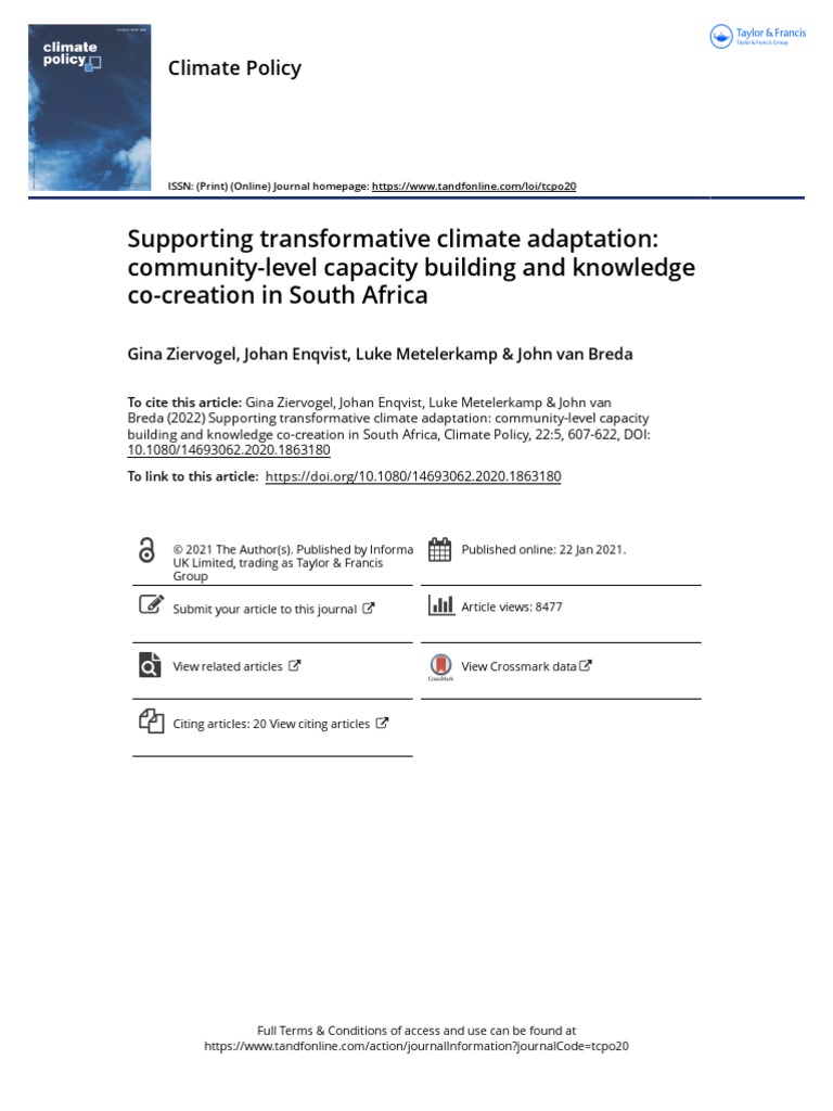 Supporting Transformative Climate Adaptation Community Level Capacity Building and Knowledge Co ...