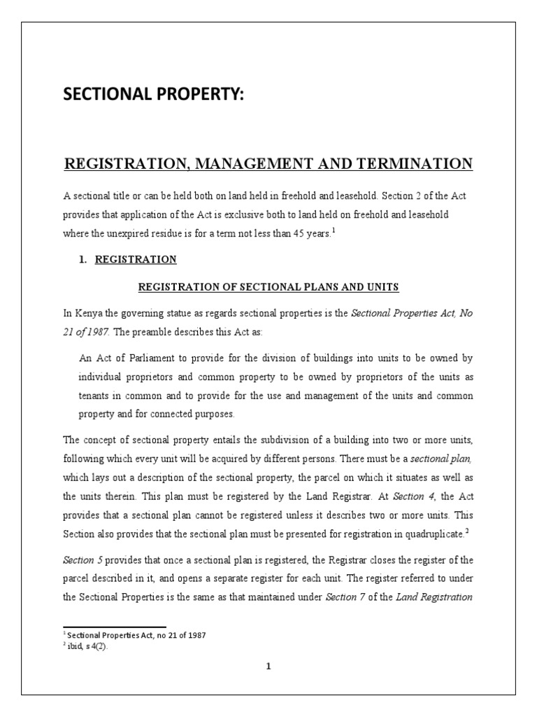 Sectional Property Registration in Kenya | PDF