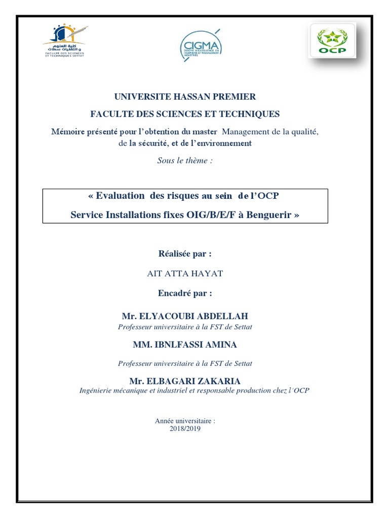 PFE Ev Risque OCP | PDF