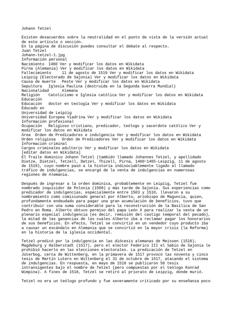 Johann Tetzel | PDF | Iglesia Católica