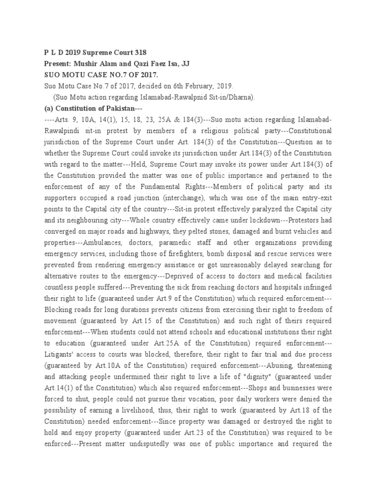 P L D 2019 Supreme Court 318 Respondent | PDF | Jurisdiction | Supreme ...