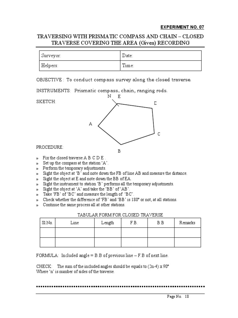 Practical 6.prismatic Compass Practical PDF | PDF