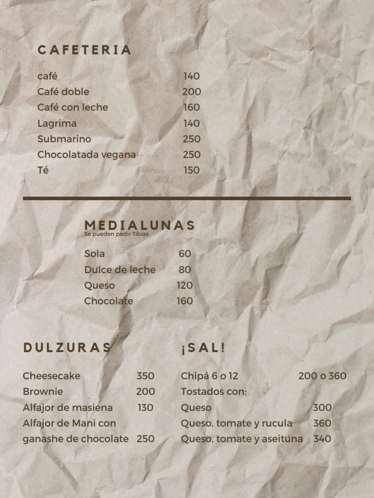 Dark Brown Paper Textured Background Cafe Menu | PDF