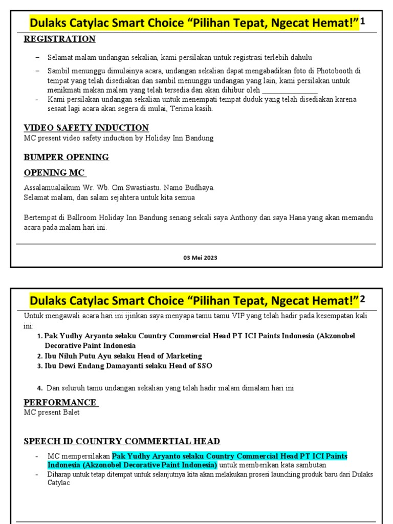 Q - Card MC Dulux Launching BANDUNG | PDF