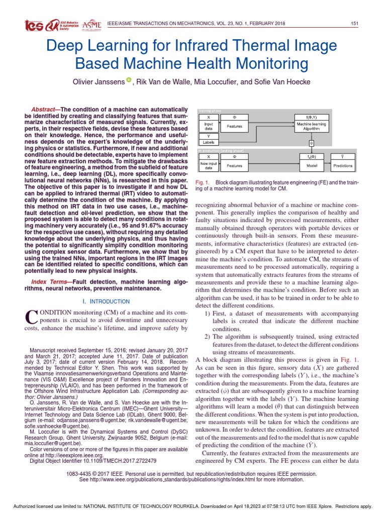 Deep Learning For Infrared Thermal Image Based Machine Health Monitoring | PDF | Deep Learning ...