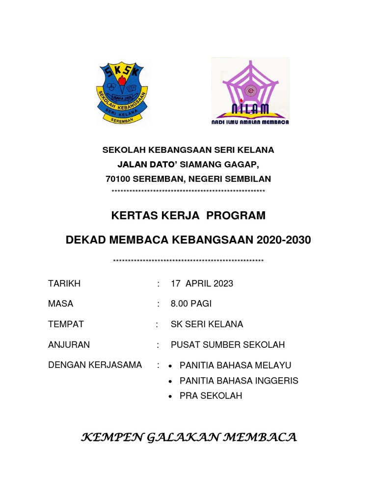 Kertas Kerja Dekad Membaca Kebangsaan 2023 | PDF