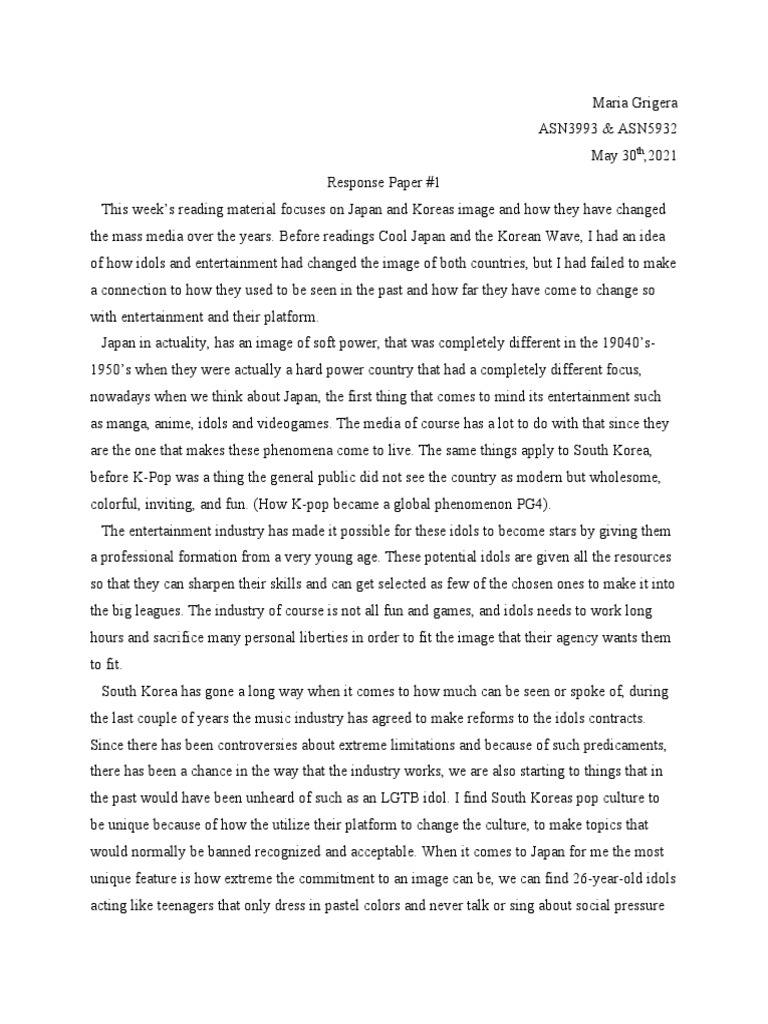 Response Paper #1 | PDF