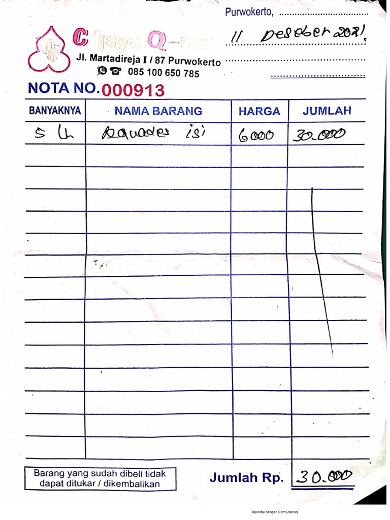 Nota Beli Akuades 2 | PDF