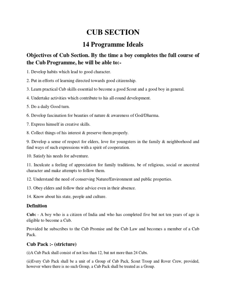 Cub Section: 14 Programme Ideals | PDF | Blouse | Shirt