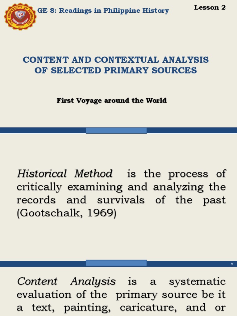 Lesson 2 Content and Contextual Analysis of Primary Sources-1 | PDF ...