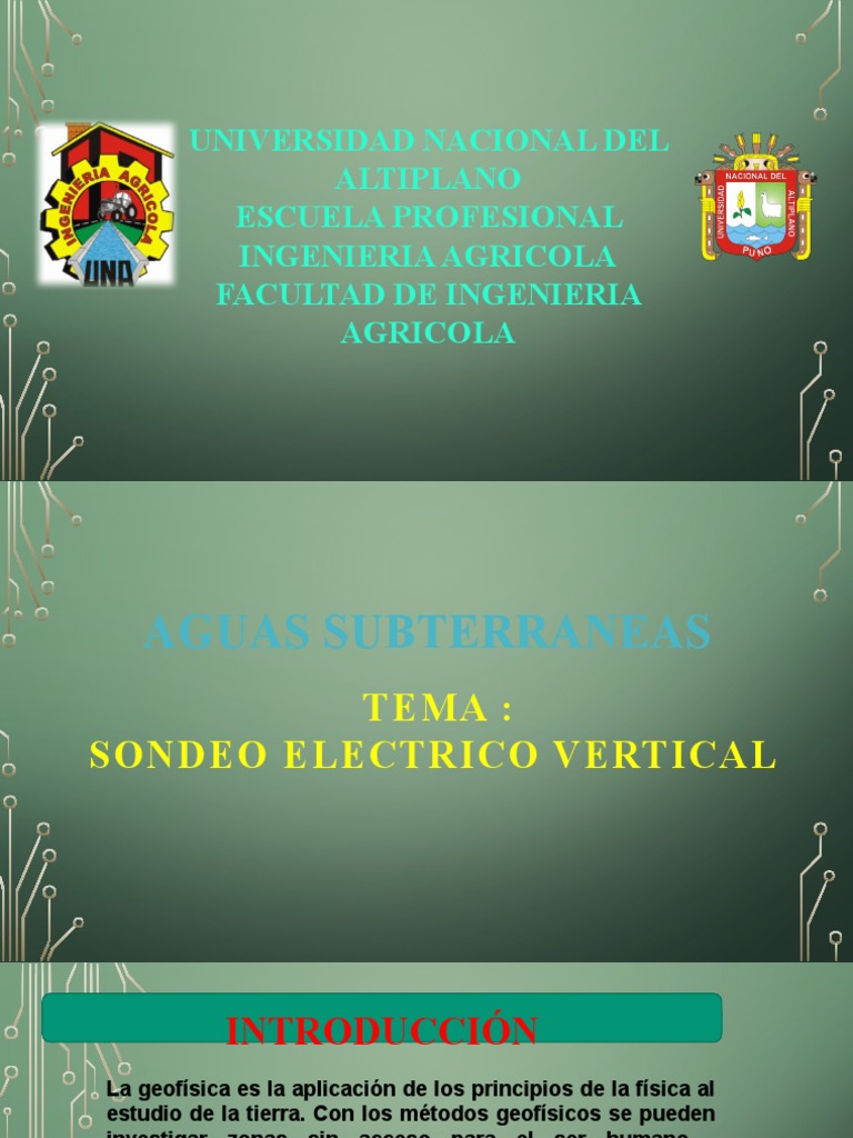 Exposición Sobre Sondajes Eléctricos Verticales | PDF | Ciencias fisicas | Física Aplicada e ...