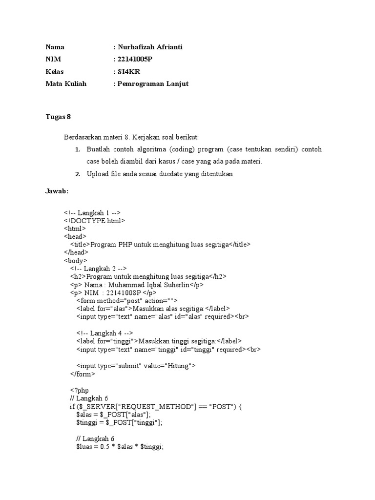 Muhammad Iqbal Suherlin - 22141008P - Tugas 8 - Pemrograman Lanjut | PDF | Bisnis