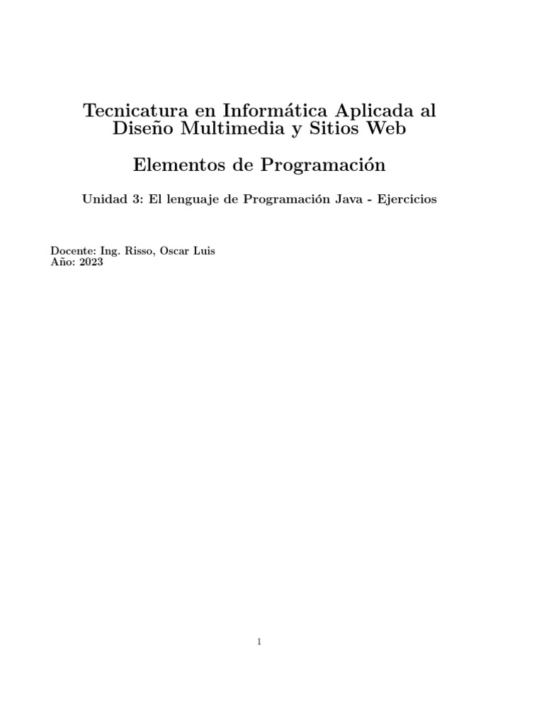 U03 Parte1 ElLenguajeDeProgramacionJava Ejercicios | PDF | Java (lenguaje de programación ...