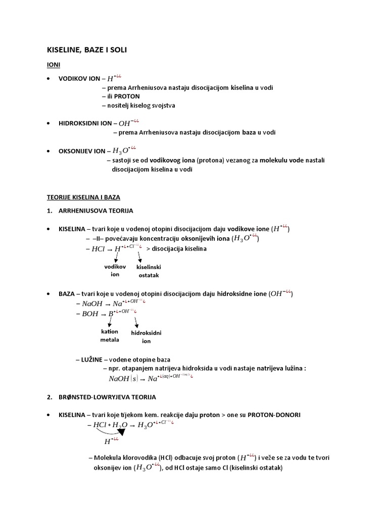 Kiseline, Baze I Soli | PDF