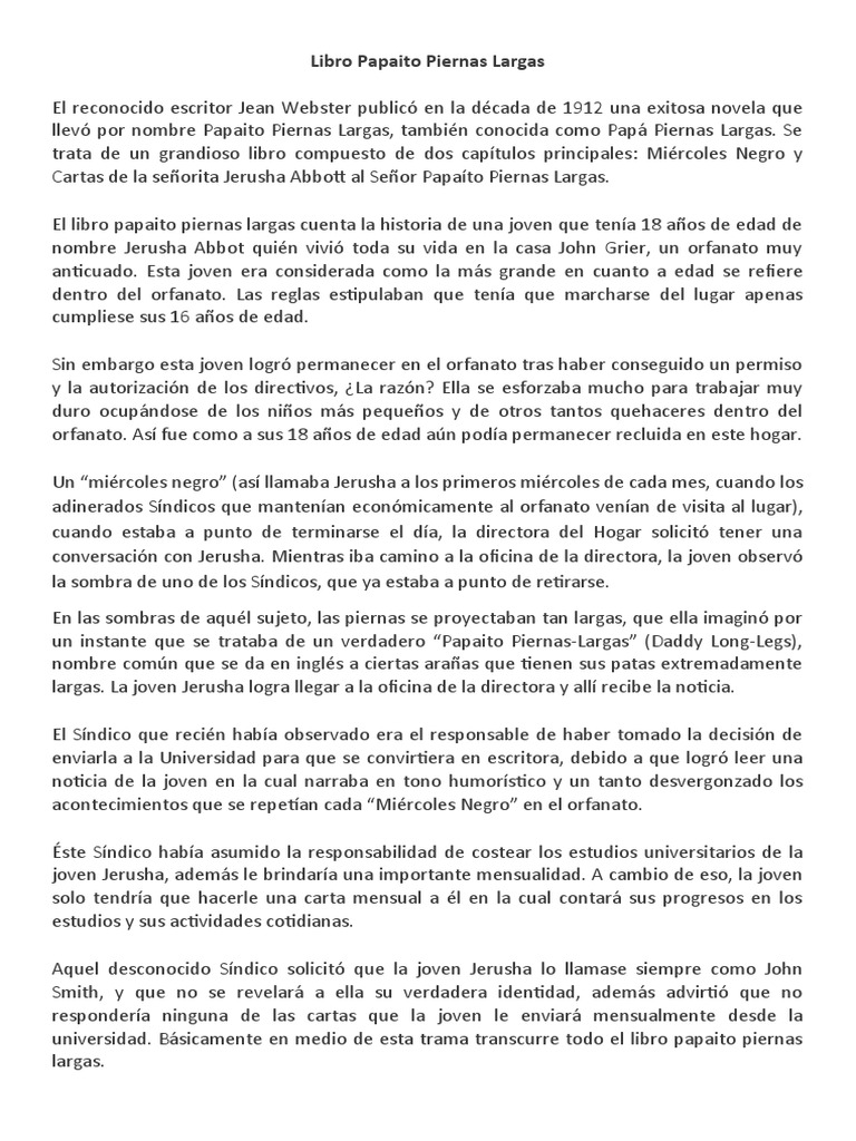 Resumen de Papaito Piernas Largas | PDF | Novela negra, policíaca y ...