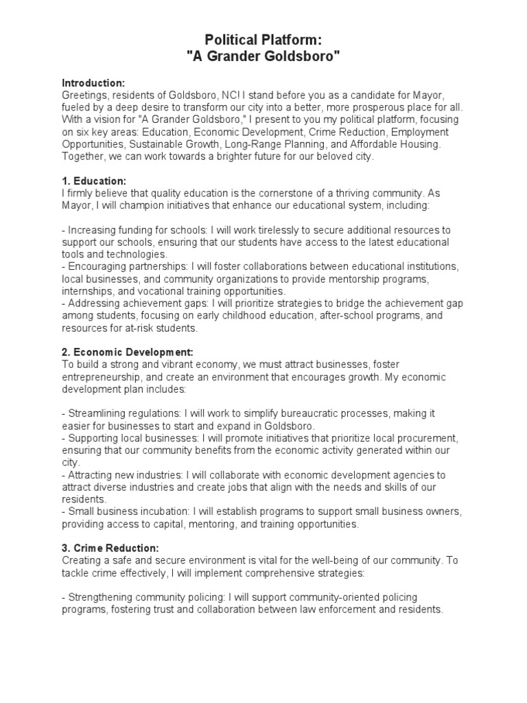 Mayoral Platform - Comprehensive | PDF | Sustainability | Infrastructure