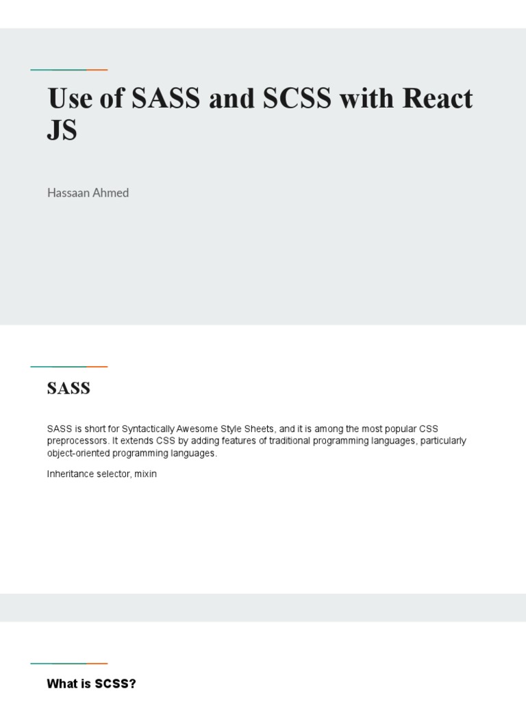 Use of SASS and SCSS With React JS | PDF
