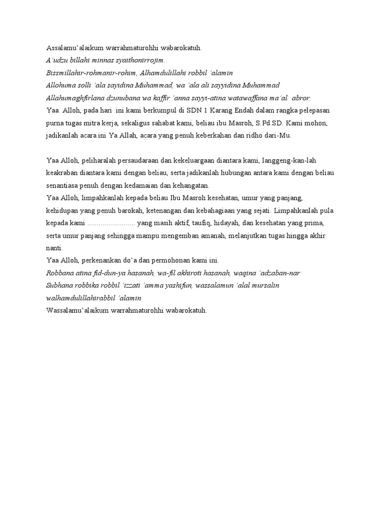 Doa Perpisahan Purna Tugas | PDF | Agama & Spiritualitas