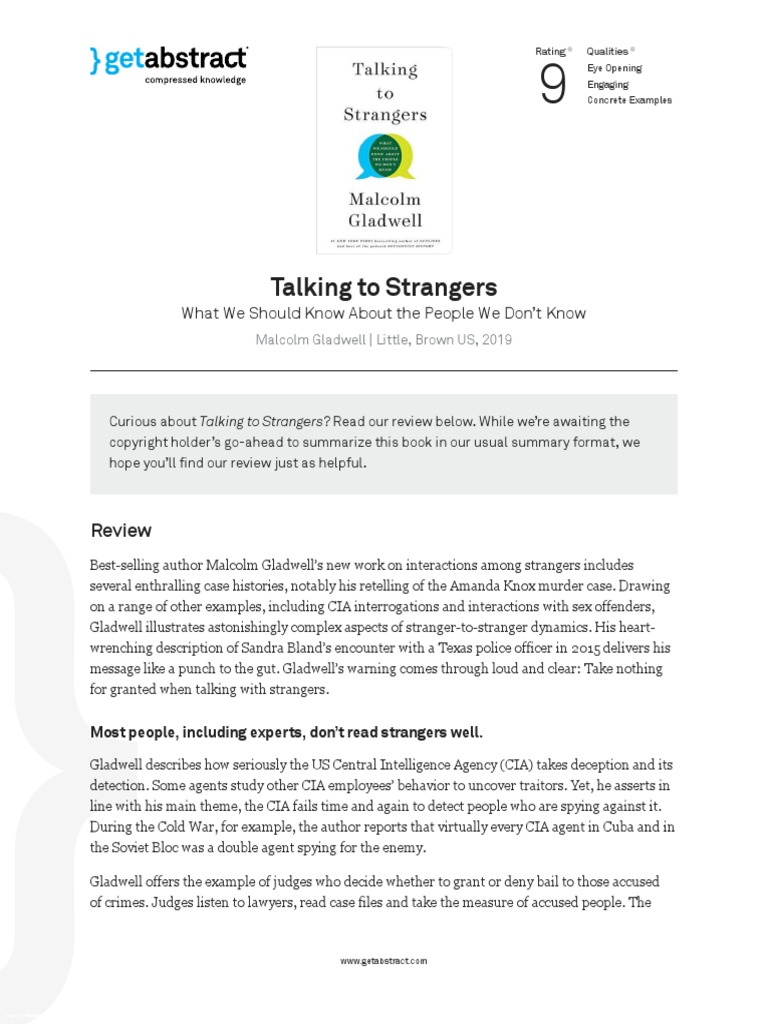 Talking To Strangers Gladwell en 36868 | PDF