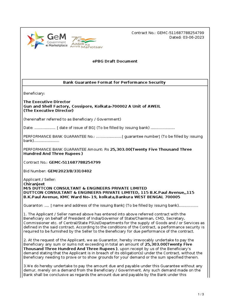 GEMC-511687788254799 Bid Epbg | PDF | Guarantee | Government